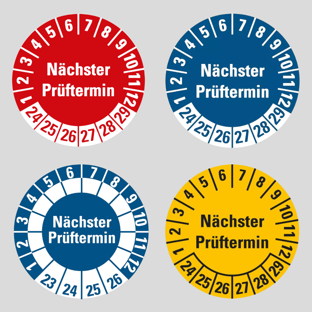 Prüfplaketten "Nächster Prüftermin" ️ Jetzt bestellen