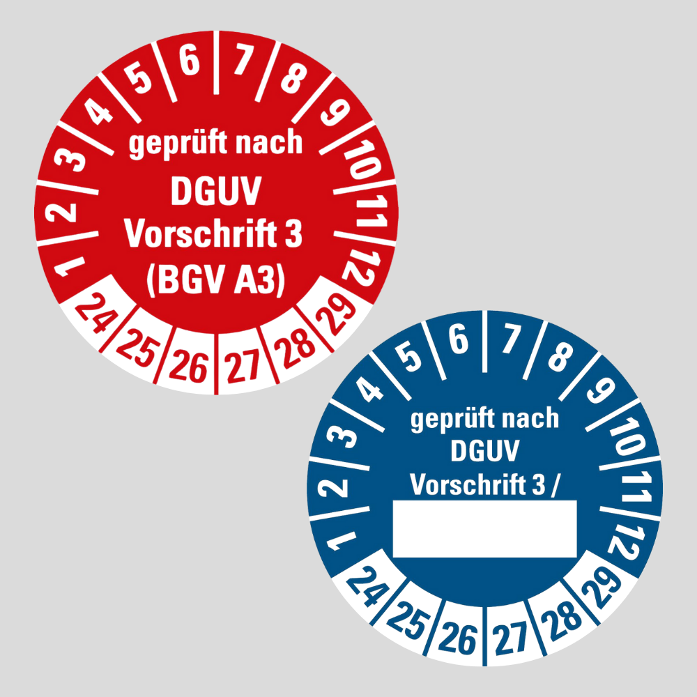 Prüfplaketten nach DGUV V3