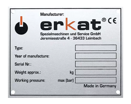 Rechtskonformes Typenschild: Maschinenrichtlinie 2006/42/EG
