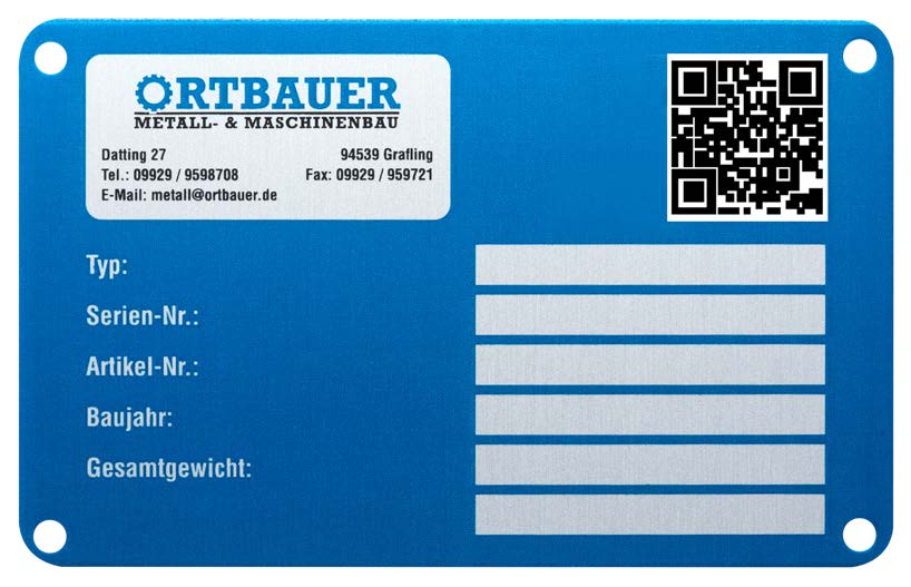 Rechtskonformes Typenschild: Maschinenrichtlinie 2006/42/EG